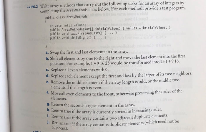 Solved ..P6.2 Write array methods that carry out the | Chegg.com