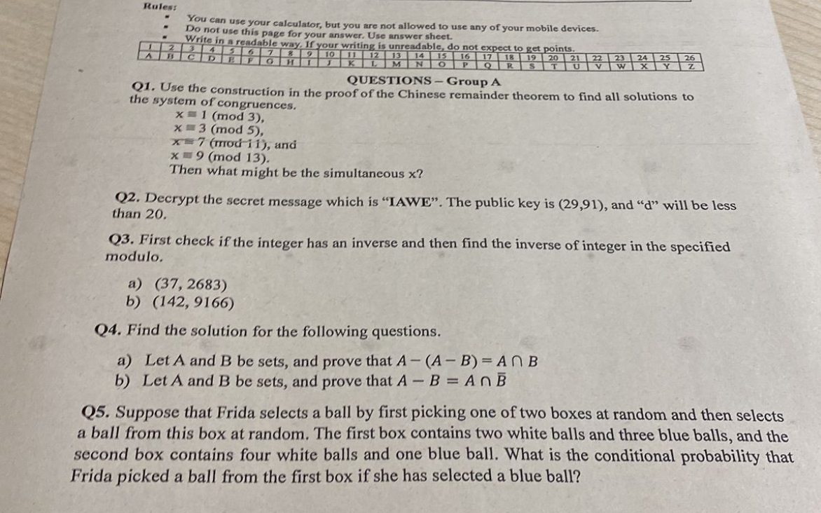 Solved Rules:You can use your calculator, but you are not | Chegg.com