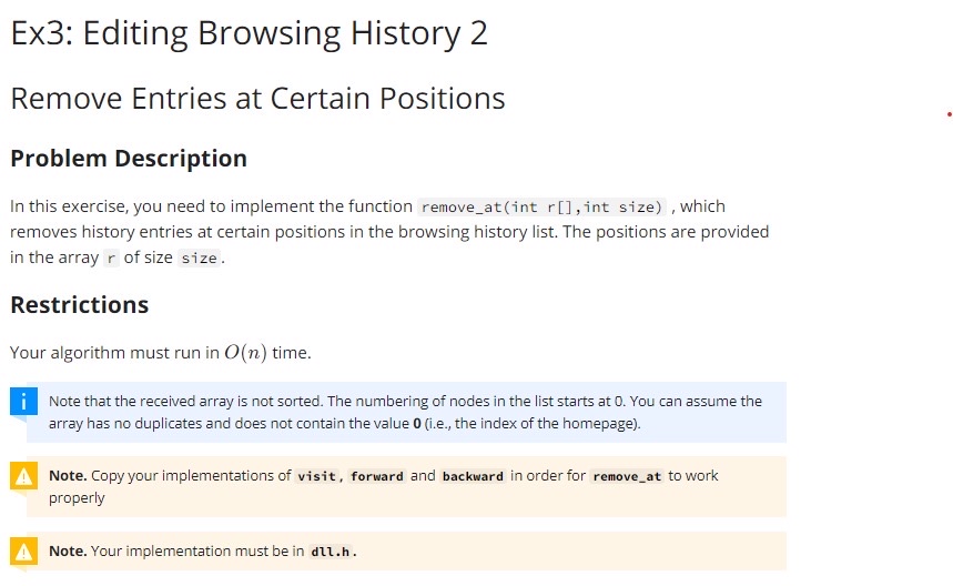 Solved Ex3: Editing Browsing History 2Remove Entries at | Chegg.com