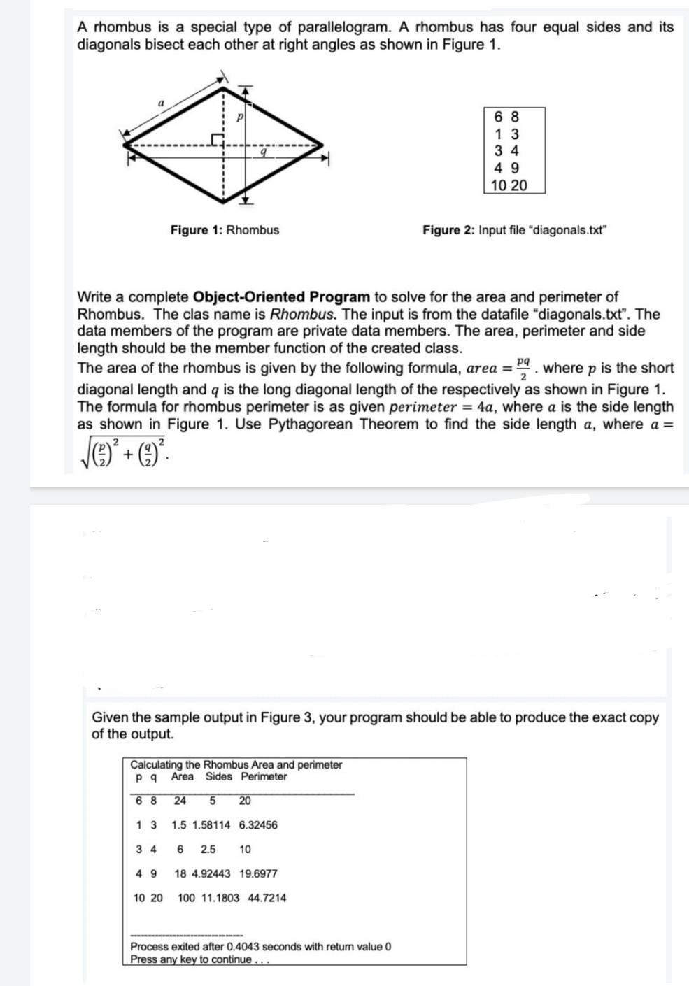 Solved A rhombus is a special type of parallelogram. A | Chegg.com