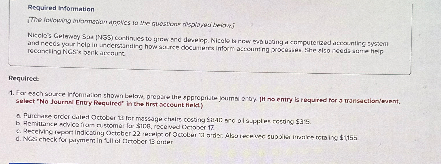 Solved Required information[The following information | Chegg.com
