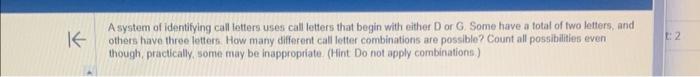 Solved A system of identifying call tetters uses call | Chegg.com