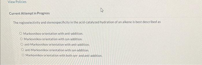 Solved The regioselectivity and stereospecificity in the | Chegg.com