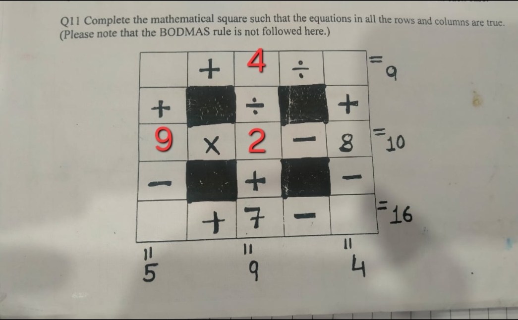 Tried solving it but it says don't use BODMAS!!!Q11 | Chegg.com