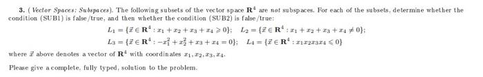 [solved] 3 Vector Spacex Subspaces The Following Subs