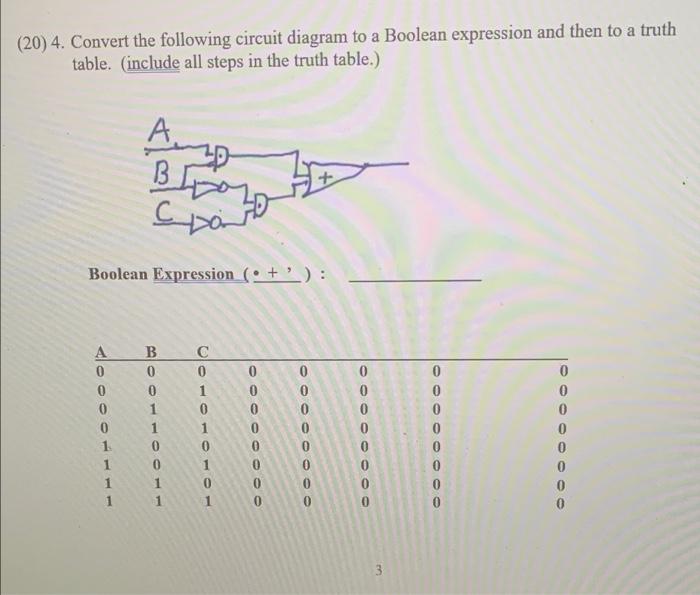 Solved (20) 1. Convert the following Circuit Diagram into a | Chegg.com