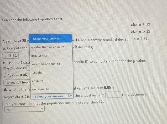 Solved Consider the following hypothesis test: Ho: μ