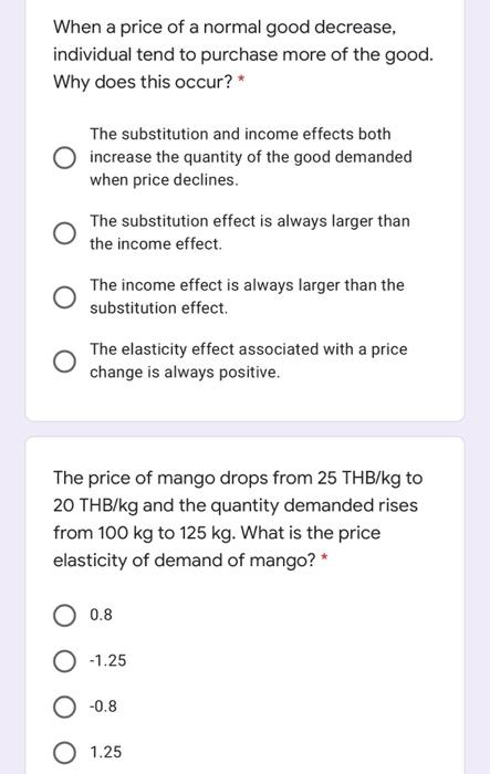 Solved When a price of a normal good decrease, individual | Chegg.com