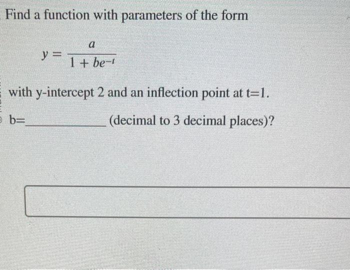 Solved Find a function with parameters of the form y=1+be−ta | Chegg.com