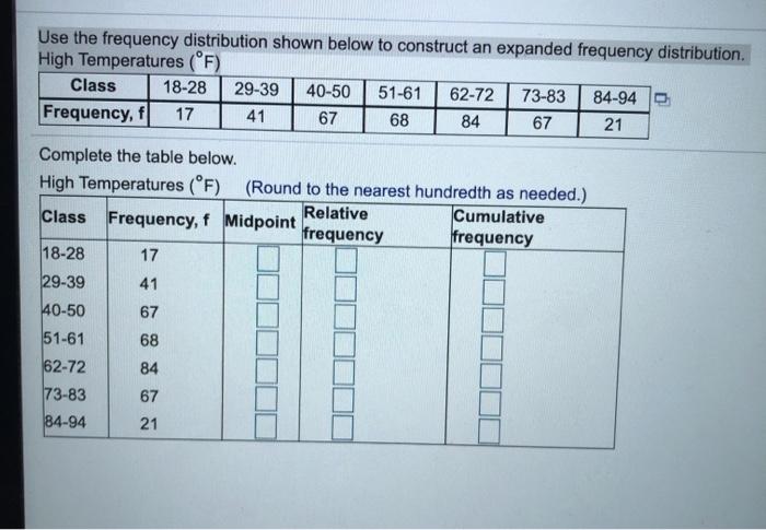 Solved Use the frequency distribution shown below to | Chegg.com