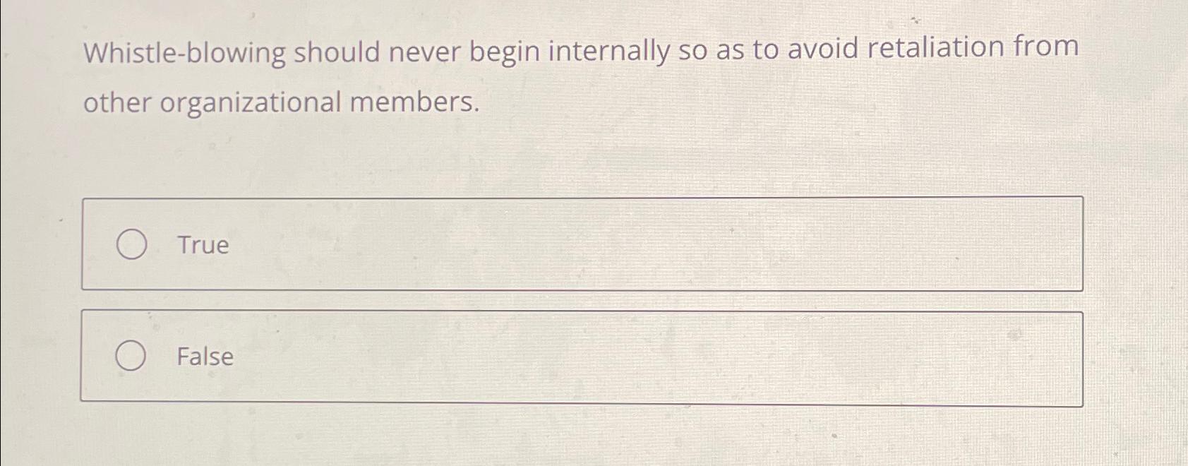 Solved Whistle-blowing should never begin internally so as | Chegg.com