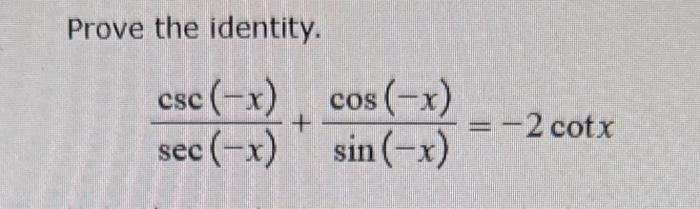 Solved Prove the identity. | Chegg.com