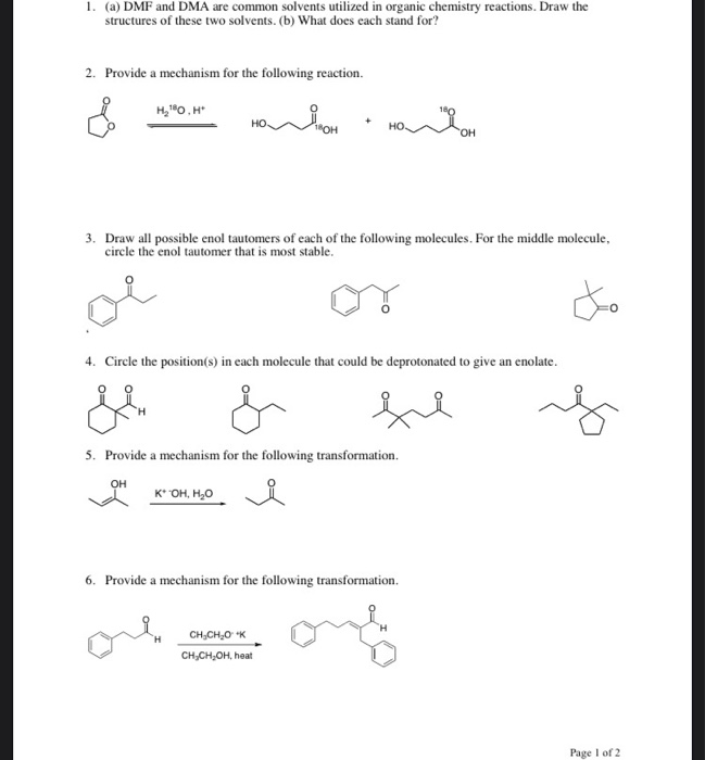 Solved 1. (a) DMF and DMA are common solvents utilized in | Chegg.com