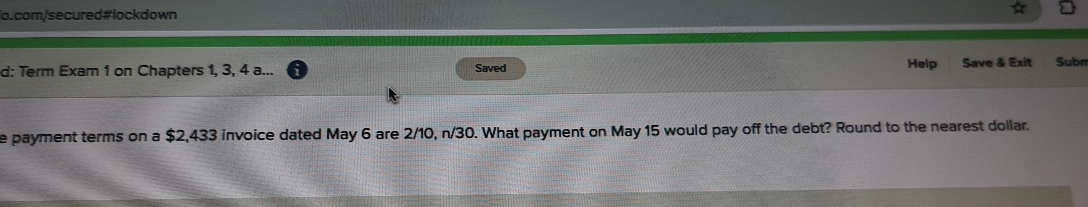 Solved o.com/secured?lockdownd: Term Exam 1 ﻿on Chapters | Chegg.com