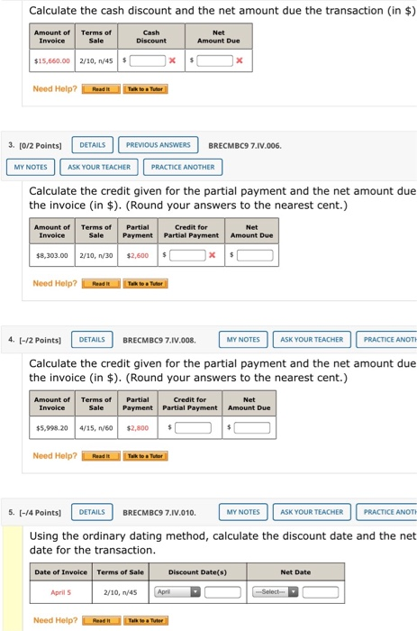 Solved Calculate the cash discount and the net amount due | Chegg.com
