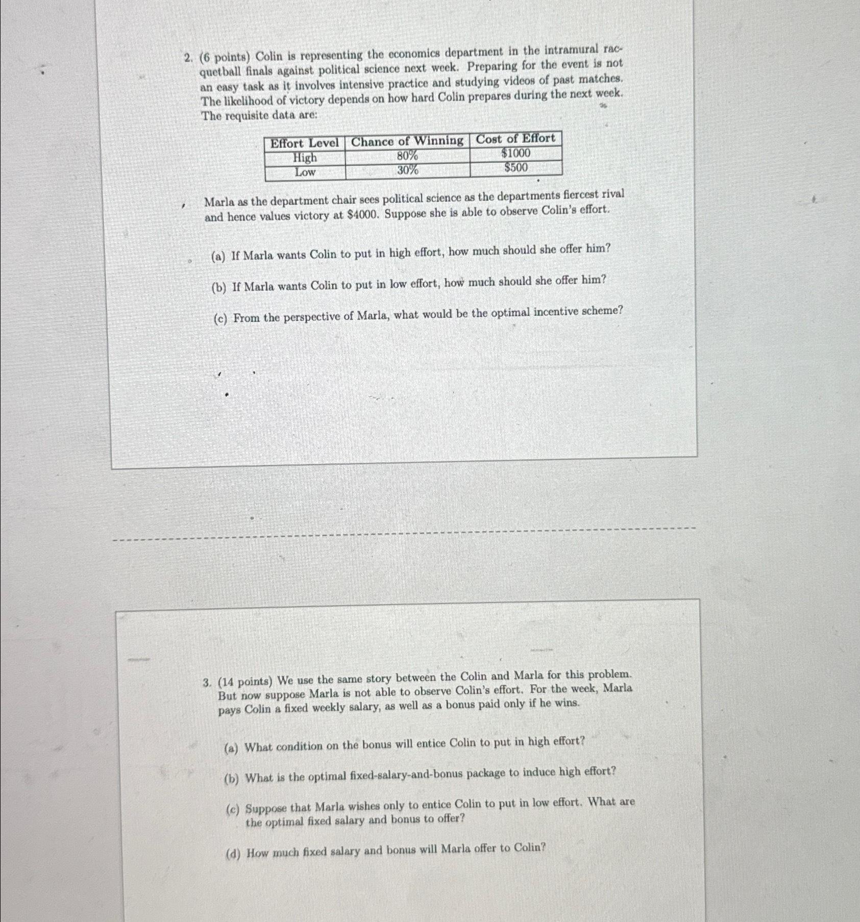 Solved (6 ﻿points) ﻿Colin is representing the economics | Chegg.com