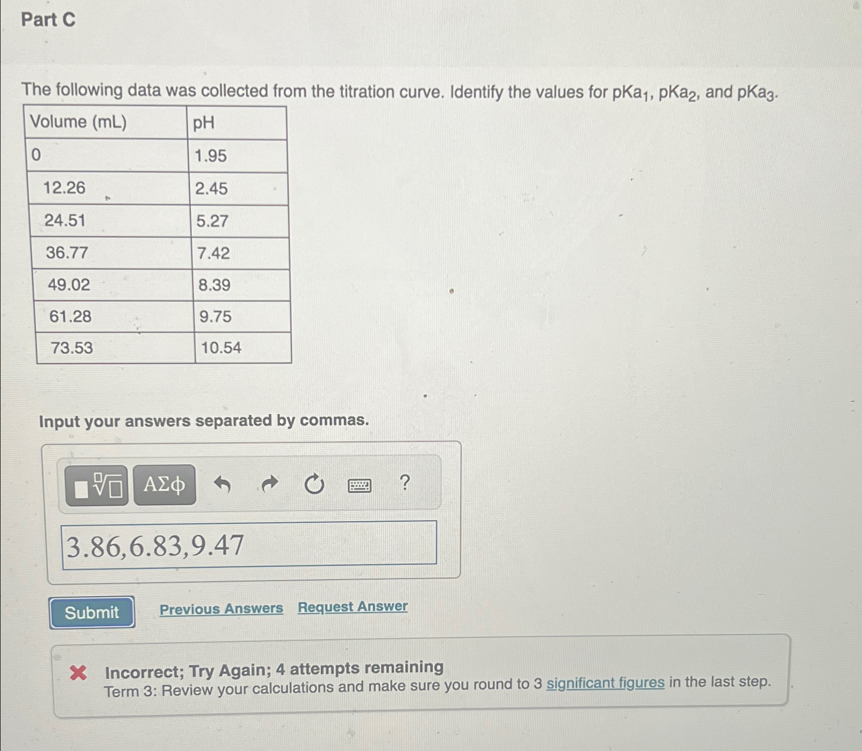 Part CThe following data was collected from the | Chegg.com