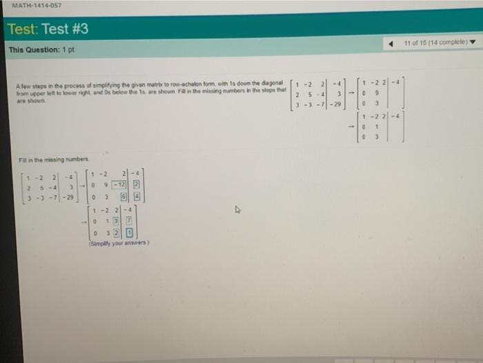 Solved MATH-1414-057 Test: Test #3 11 of 15 14 complete) | Chegg.com