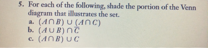Solved 5. For each of the following, shade the portion of | Chegg.com