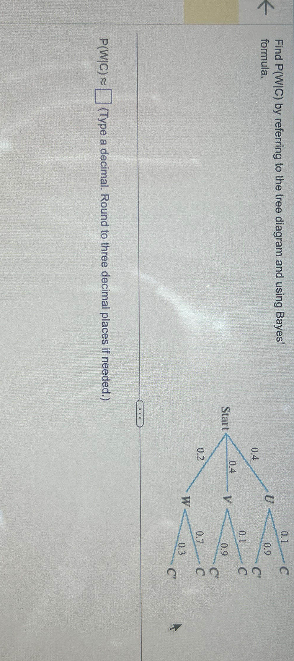 Solved Find P(W|C) ﻿by referring to the tree diagram and | Chegg.com