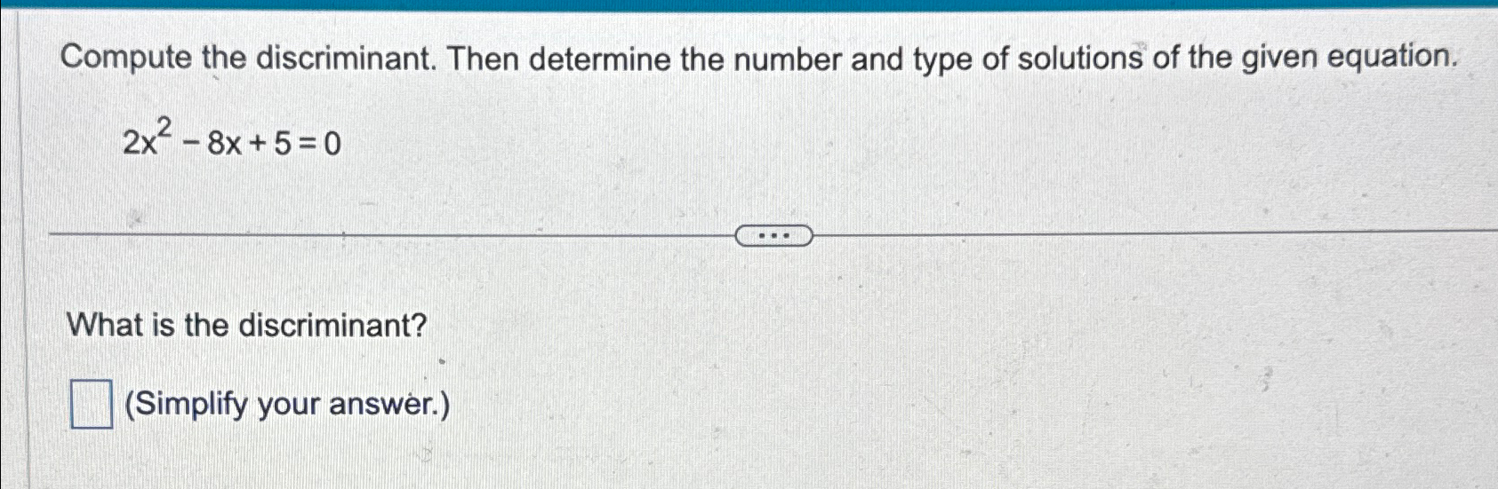 Solved Compute the discriminant. Then determine the number | Chegg.com