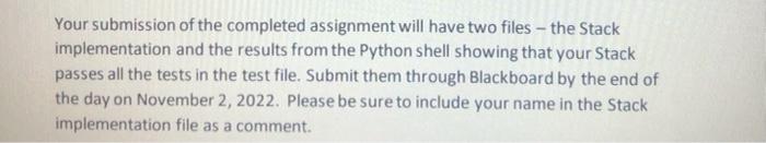 Solved Write a Python implementation of the Stack class | Chegg.com