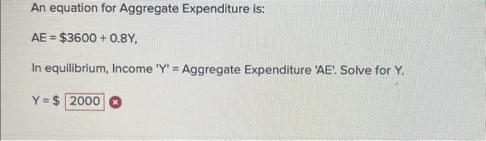 Solved An equation for Aggregate Expenditure is: | Chegg.com
