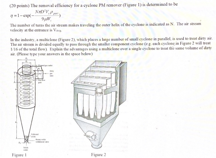(20 points) The removal efficiency for a cyclone PM | Chegg.com