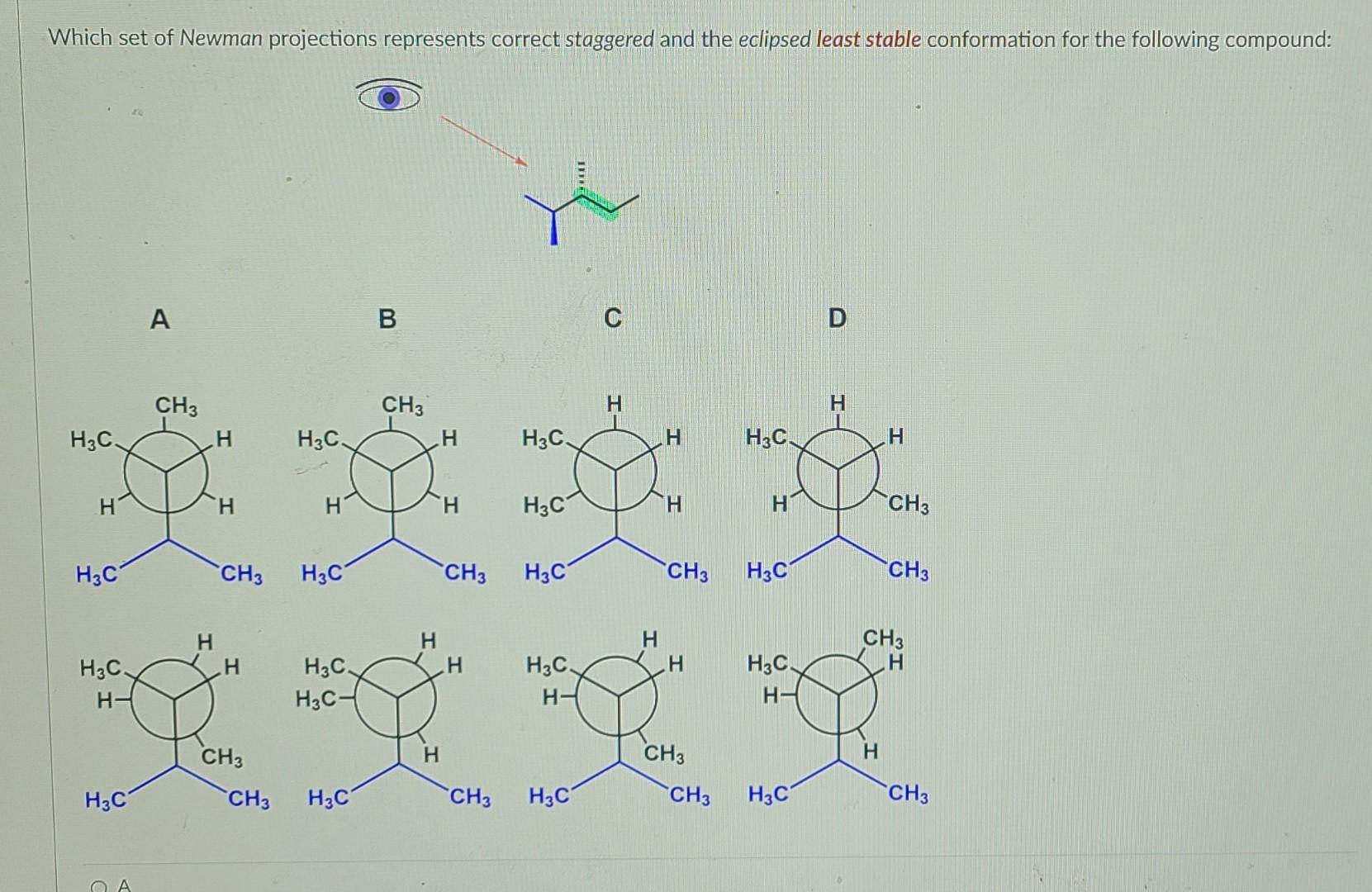 Solved Which set of Newman projections represents correct | Chegg.com