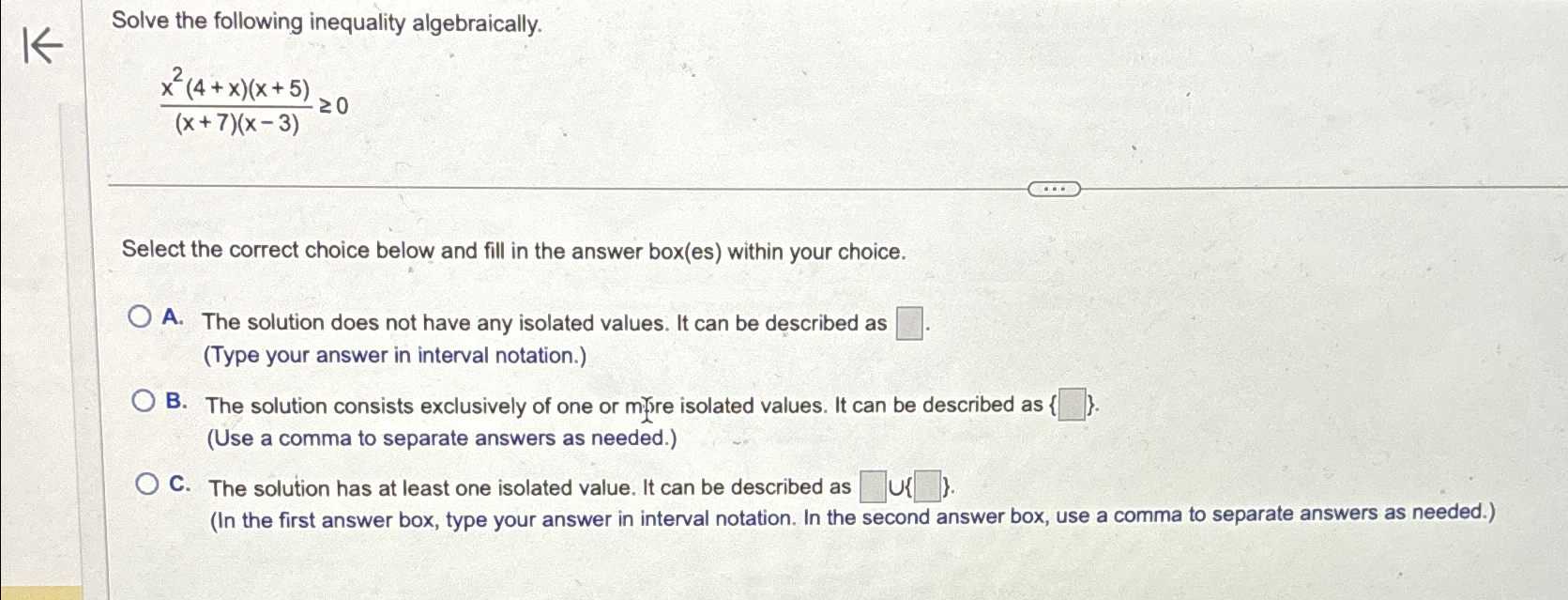 Solved Solve the following inequality | Chegg.com