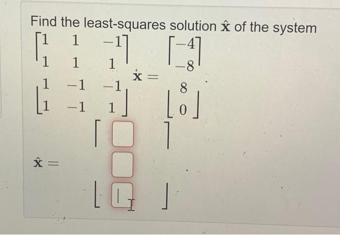 Solved Find the least-squares solution x^ of the system | Chegg.com