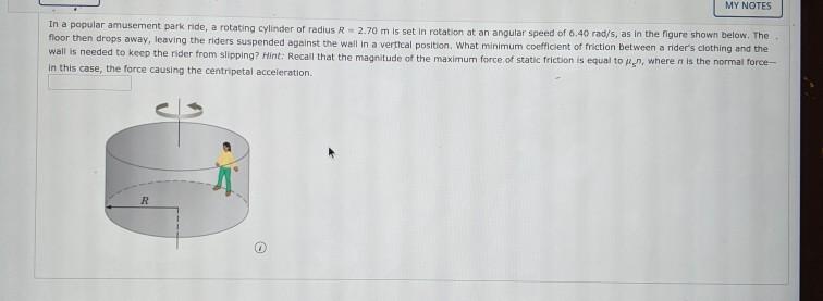 Solved in a popular amusement park ride, a rotating cylinder | Chegg.com