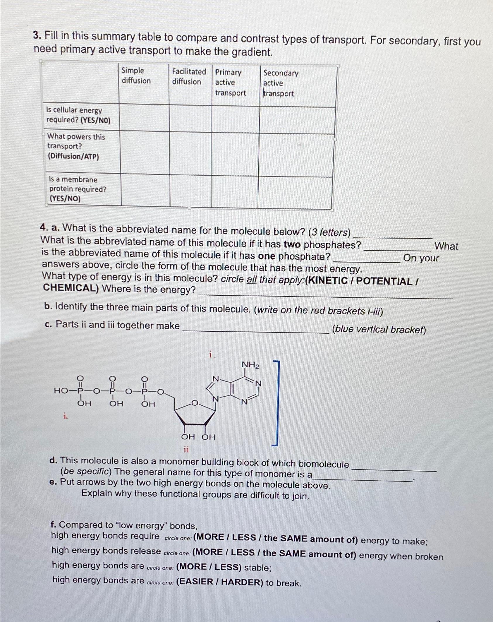 Solved Fill in this summary table to compare and contrast | Chegg.com