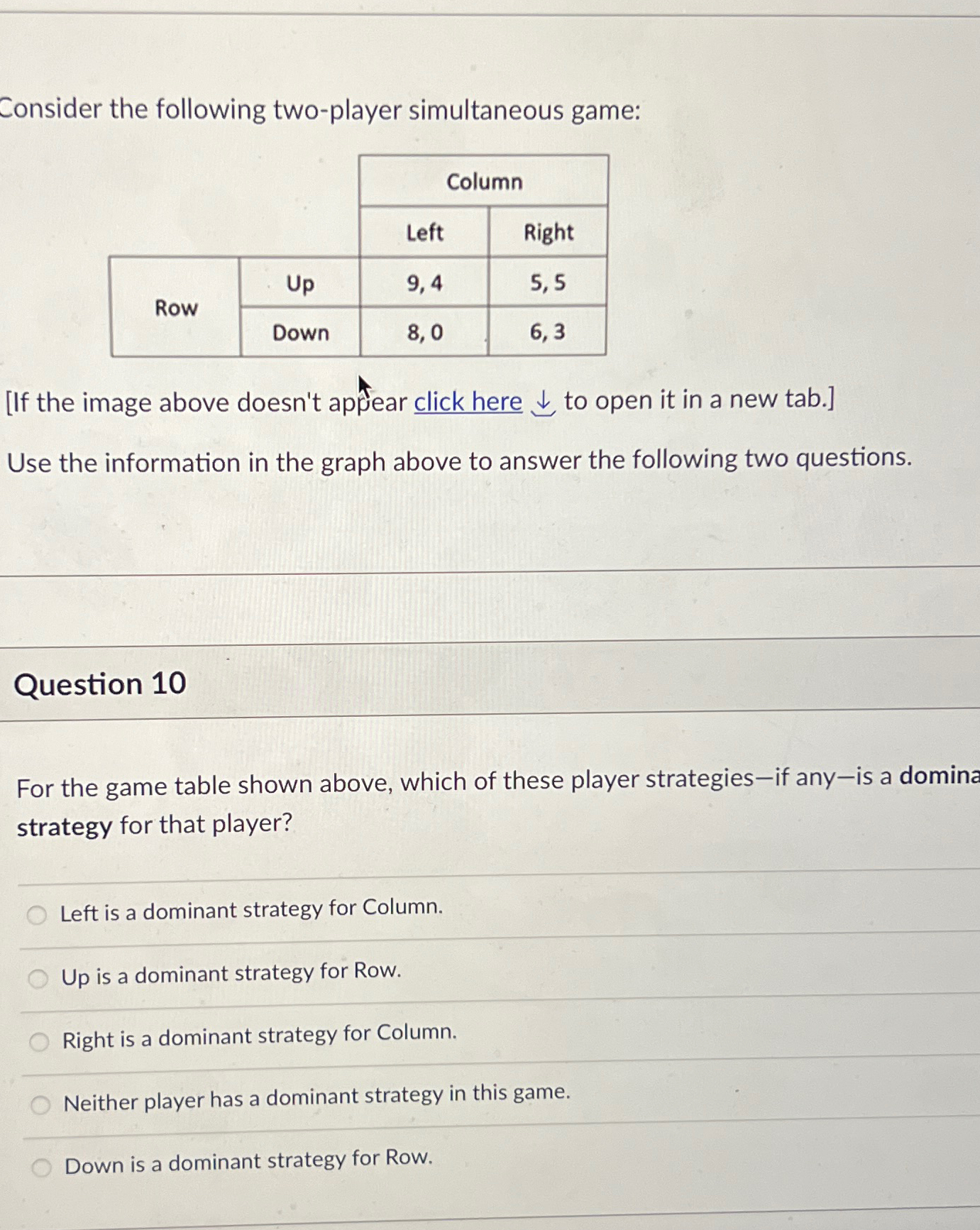 Solved Consider the following two-player simultaneous | Chegg.com