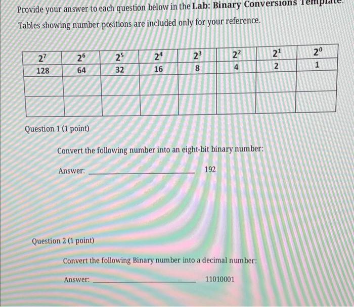 Provide your answer to each question below in the | Chegg.com