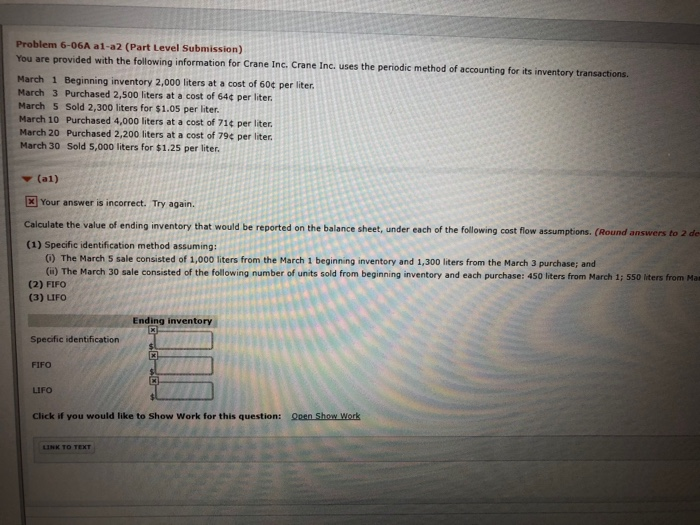 Solved Problem 6-06A al-a2 (Part Level Submission) You are | Chegg.com
