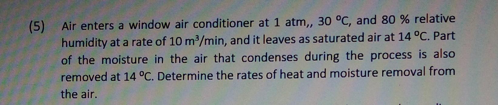 Solved Air enters a window air conditioner at 1 atm,30∘C, | Chegg.com
