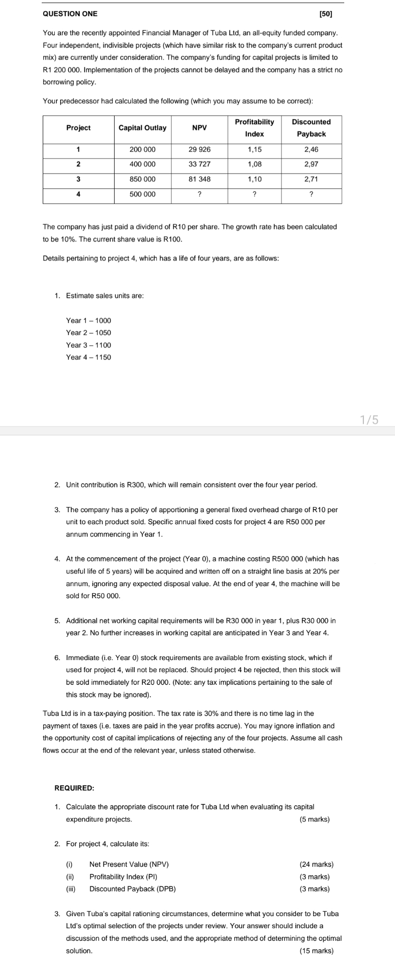 Solved QUESTION ONE[50]You are the recently appointed | Chegg.com