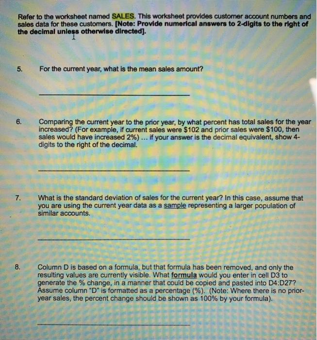 Solved Refer to the worksheet named SALES. This worksheet | Chegg.com