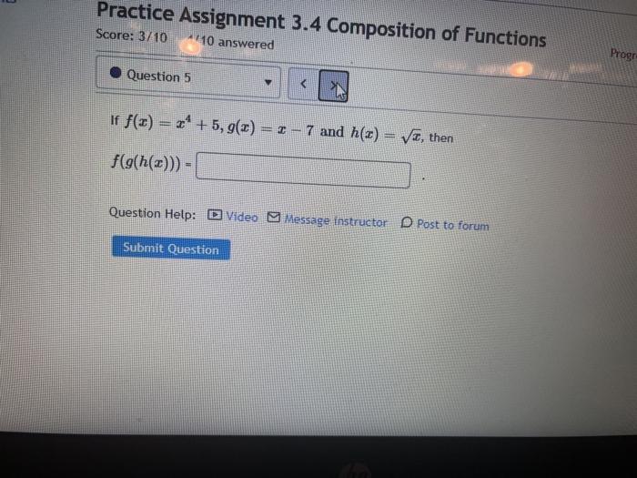 Solved Practice Assignment 3.4 Composition of Functions | Chegg.com