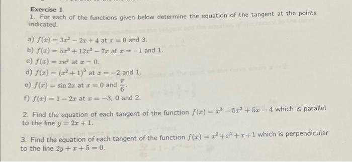 Solved Exercise 1 1. For each of the functions given below | Chegg.com
