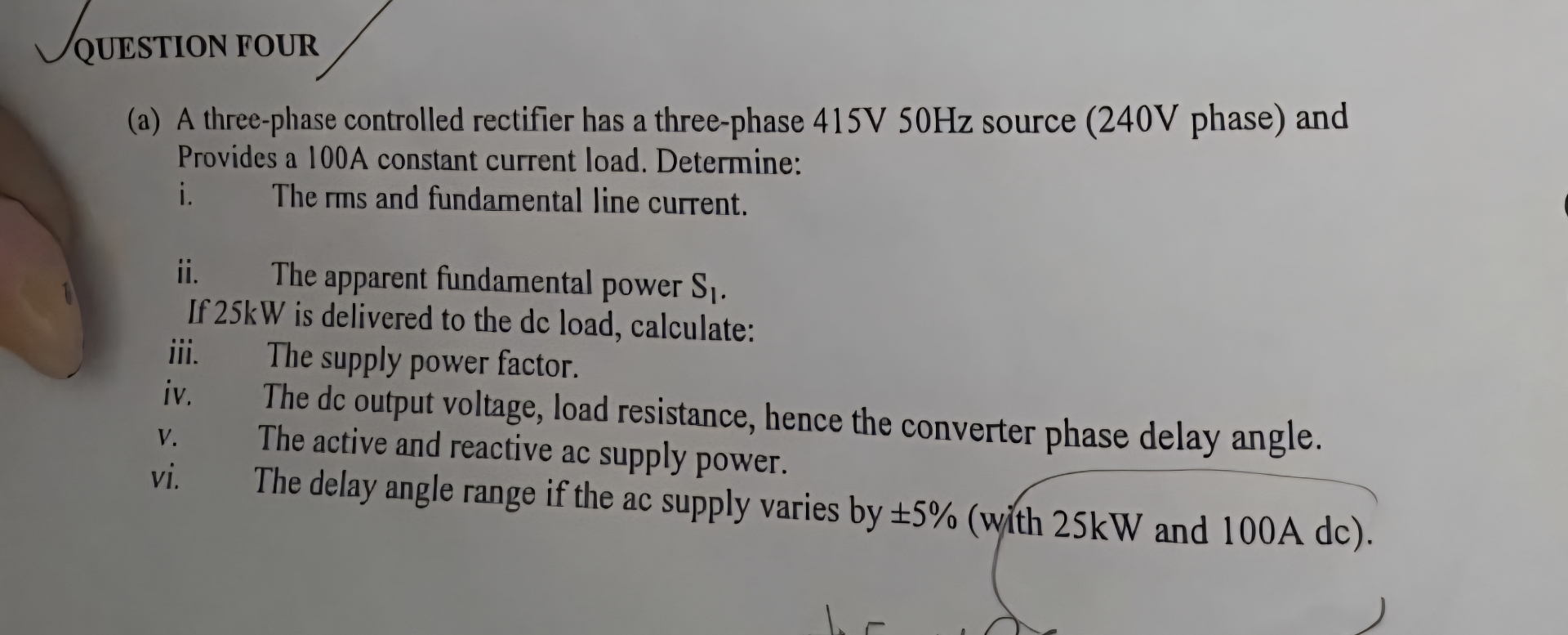 Solved QUESTION FOUR(a) ﻿A three-phase controlled rectifier | Chegg.com