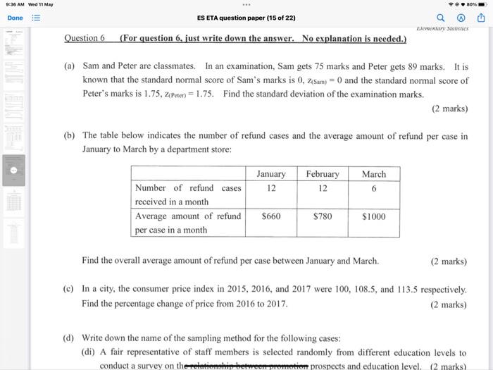 Solved 8:36 AM Wed 11 May Done ES ETA question paper (15 of | Chegg.com