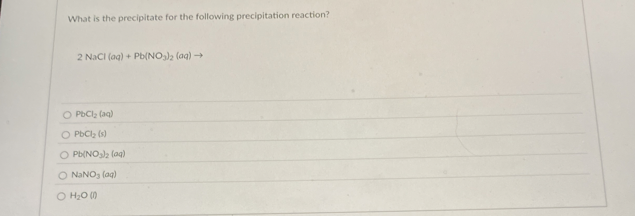 Solved What is the precipitate for the following | Chegg.com