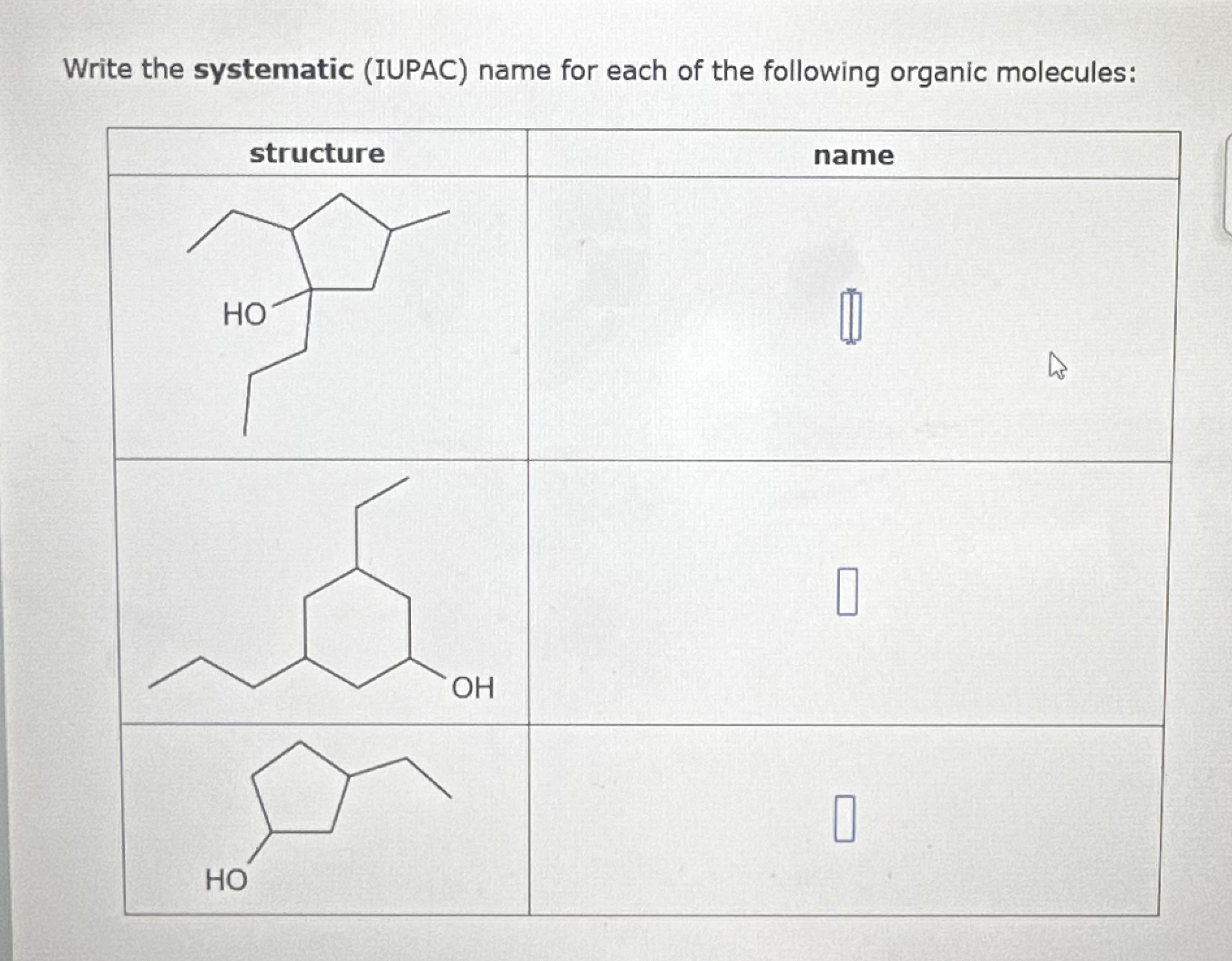Solved Write the systematic (IUPAC) ﻿name for each of the | Chegg.com