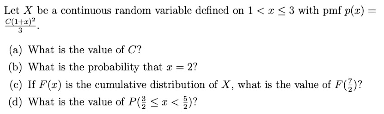 Solved Let X ﻿be A Continuous Random Variable Defined On 9531
