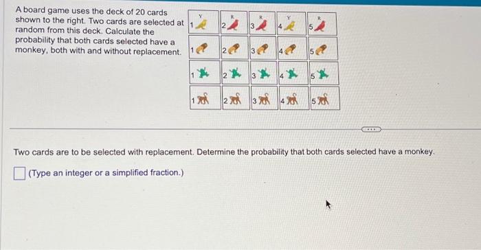 Solved A board game uses the deck of 20 cards shown to the | Chegg.com