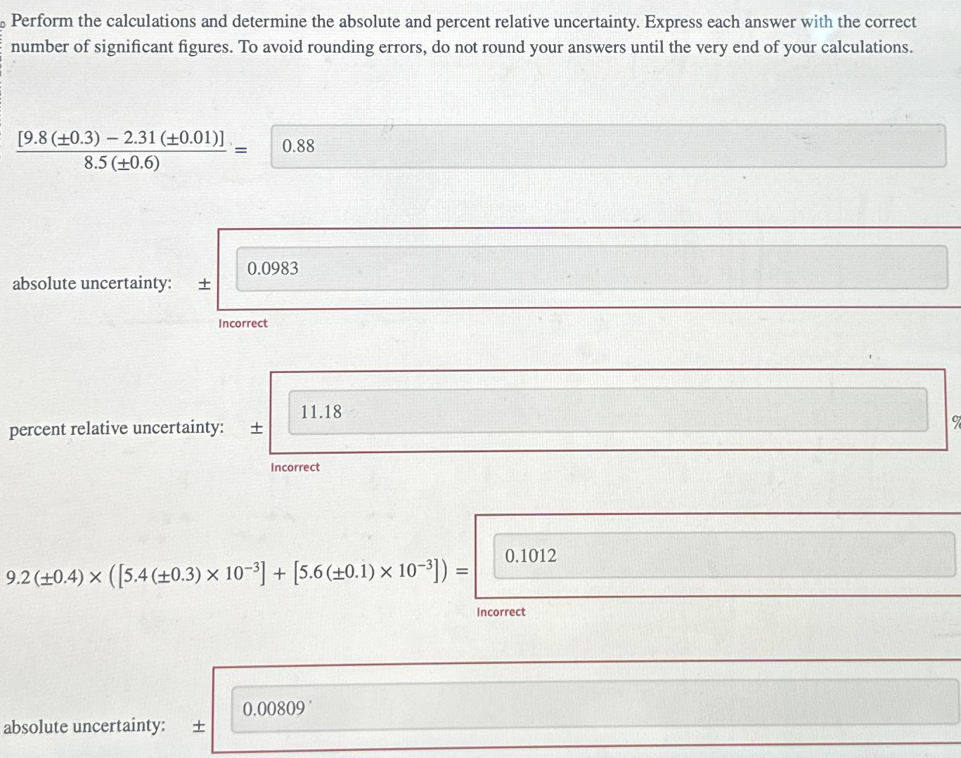 Solved Perform the calculations and determine the absolute | Chegg.com
