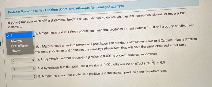Solved Problem Value: 5 point(s). Problem Score: 0%. | Chegg.com