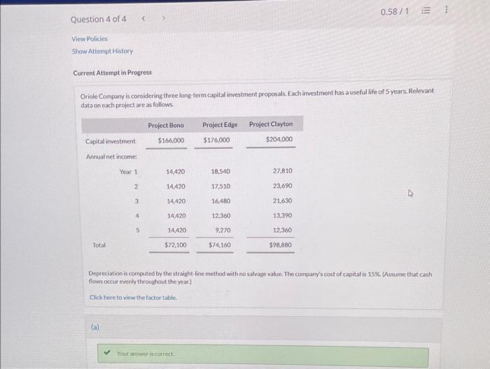 Solved Oriole Company is considering three long-term capital | Chegg.com